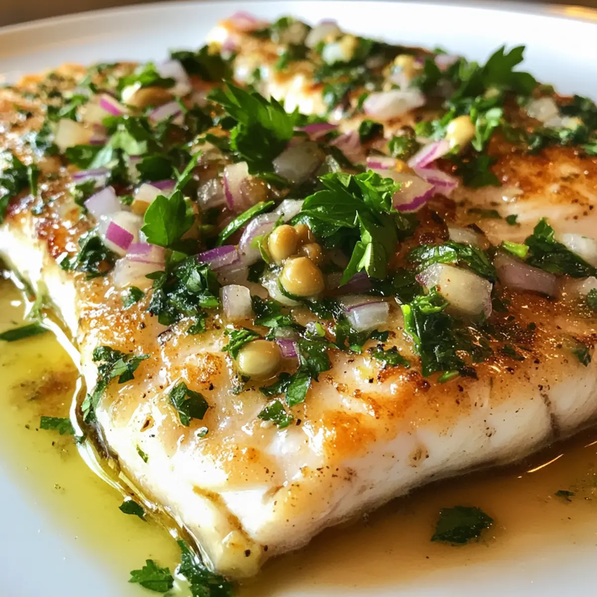 Easy Grilled Fish with Caper and Red Onion Dressing Delight